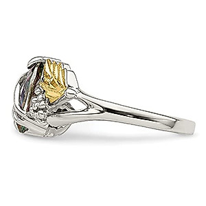 Mt. Rushmore Black Hills 925 Sterling Silver Gold Mystic Fire Topaz Flower Ring Gemstone Band Size 7