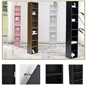 BOLGTO 70.9-inch Tall Narrow Bookcase, 8-Shelf Display Bookshelf with Adjustable Shelves Multi-Functional Floor Standing Display Storage Cabinet Home Decor Furniture for Home Office Living Room,Black