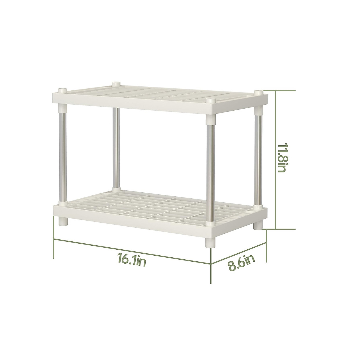 LEAIJIAFY 2 Tier White Plastic Bathroom Organizer Countertop Storage Shelf,Counter Under Sink Standing Shelf Vanity Organizer for Kitchen,Makeup Organizer for Bathroom Cabinet,13MM Metal Tubes