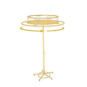 Rotatable Round Garment Rack, Adjustable Clothing Floor-Standing Display for Hanging Apparel and Placement of Accessories, Portable Metal Clothes Shelf for Retail and Boutiques