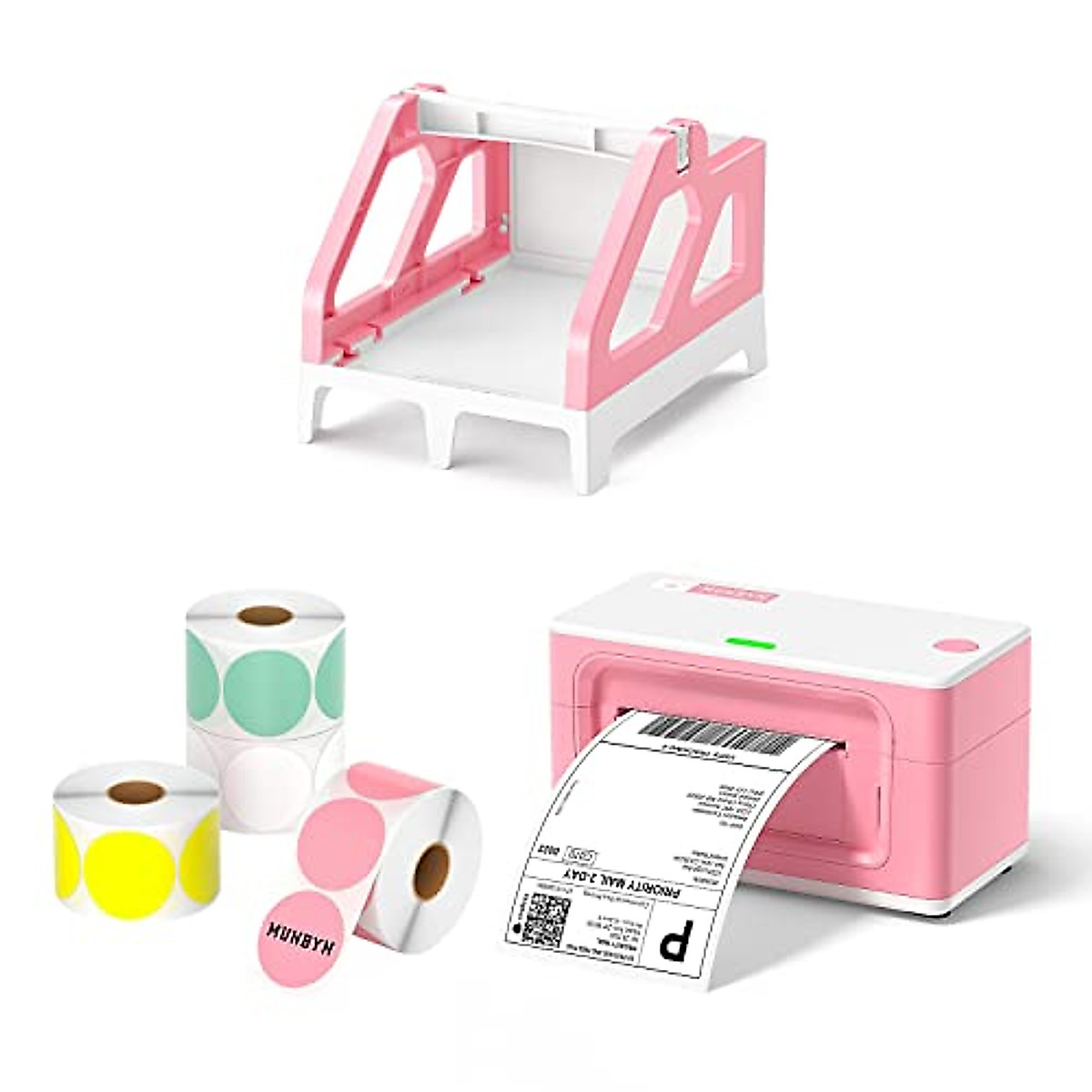 MUNBYN 2 Inch Pink Circle Thermal Sticker Labels, Shipping Scale, Pink Shipping Label Printer