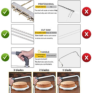 Professional Cake Cutter Slicer Leveler, Commercial 4 Layers Adjustable Stainless Steel Cakes Slice, Large Bread Cutter Toast Cutting Saw, Straight Spatula Baking Level Stratification Birthday Tools