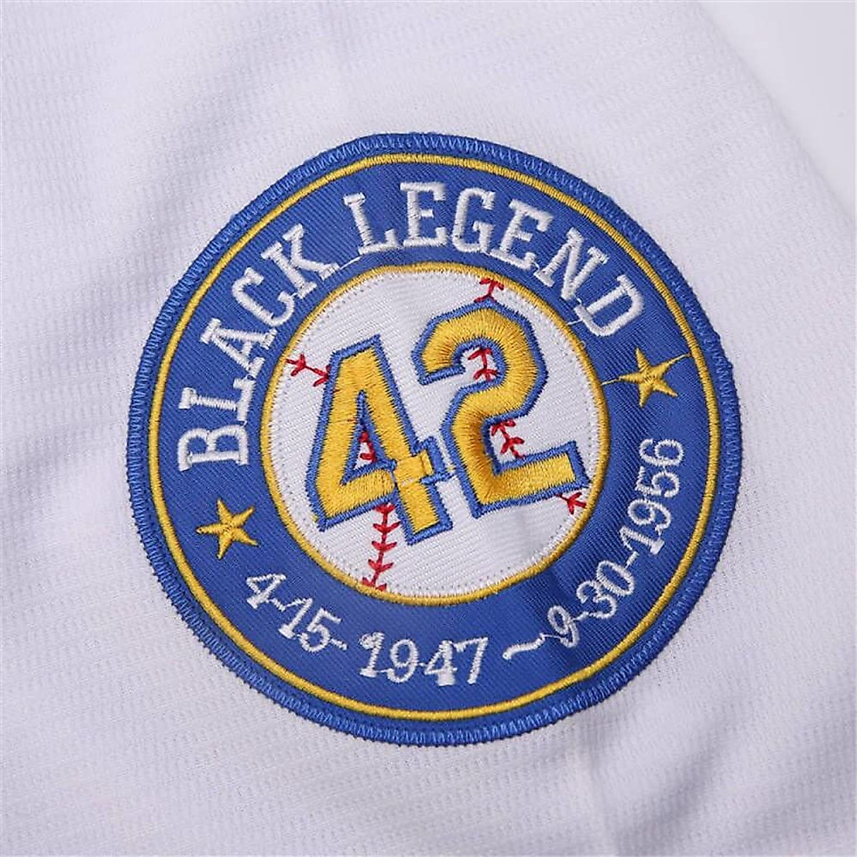 Men's Black Legend Baseball Jersey Number 42 Vintage Embroidered Retro Button Down Shirts (White,X-Large)