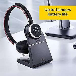Jabra Evolve 65 UC Wireless Headset, Mono – Includes Link 370 USB Adapter – Bluetooth Headset with Industry-Leading Wireless Performance, Passive Noise Cancellation, All Day Battery