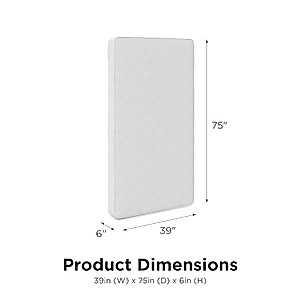 DHP Sleep Essential 6 Inch Firm Twin Size Mattress, GREENGUARD Gold Certified, High Density Polyester Fill, Ideal for Bunk Beds