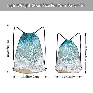 TumzfhQ Drawstring Gym Backpack for Men Women Beach Sea Water Lightweight String Bag Sackpack Workout Bag Use for School Traveling Sport Yoga Shopping Beach
