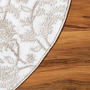 Rugs.com Nepal Collection Rug – 5 Ft Round Snow White Medium Rug Perfect for Kitchens, Dining Rooms