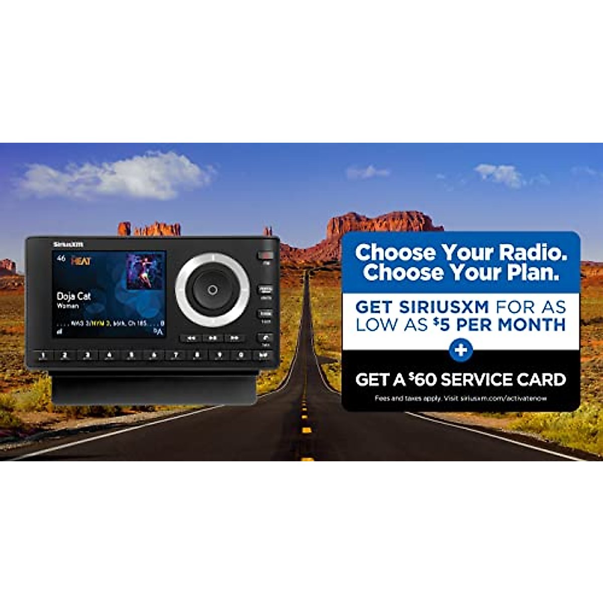 SiriusXM Onyx Plus Satellite Radio w/ Vehicle Kit, Enjoy SiriusXM Through your Existing Car Stereo for as Low as $5/month + $60 Service Card with Activation
