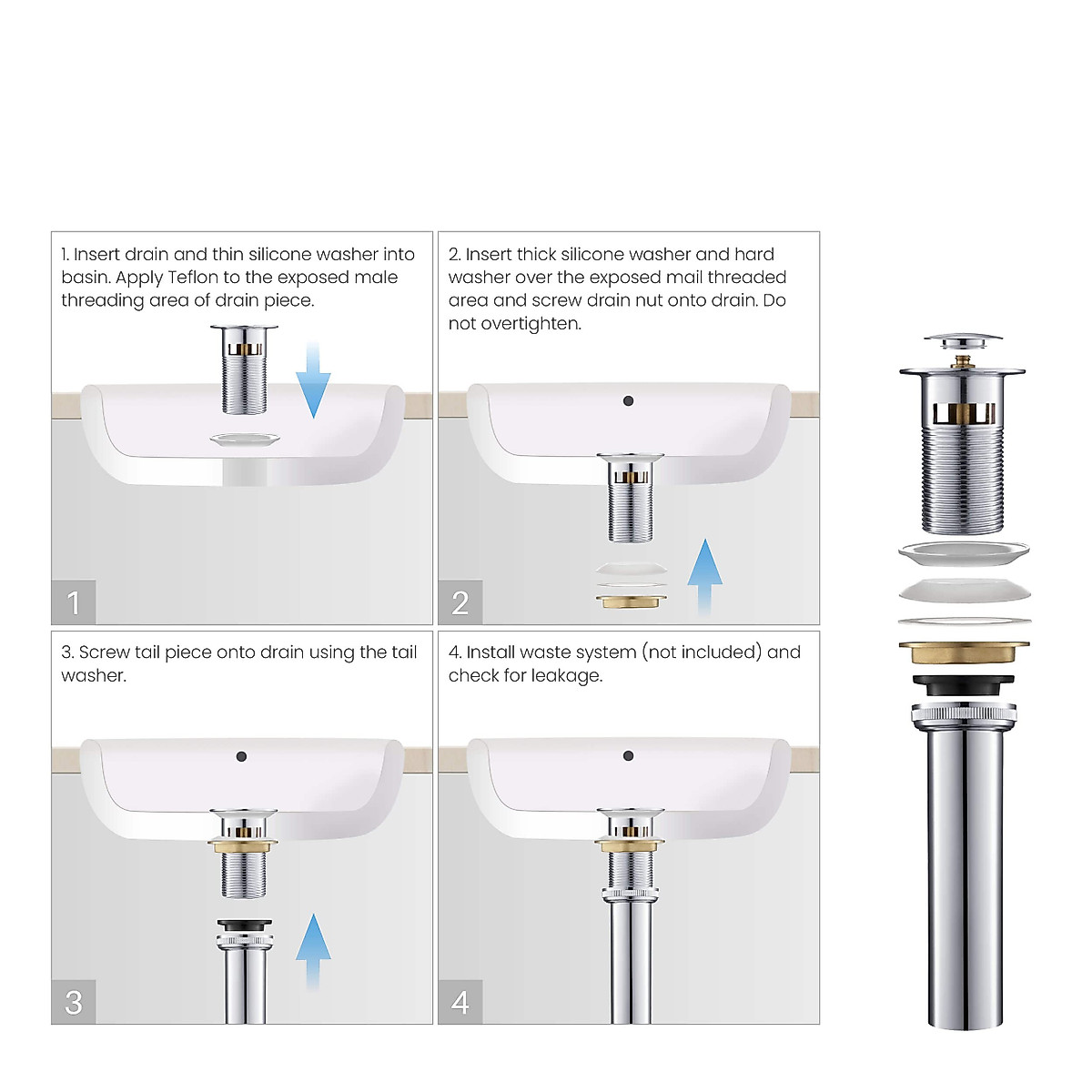 KIBI Infinity Single Handle Bathroom Vanity Sink Faucet with Pop Up Drain | Solid Brass Lavatory Faucet with High Arc Spout | Includes Water Hose for Easy Installation (Chrome Finish, KBF1006)