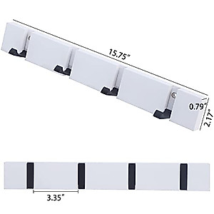 DXHAWRK Wall Mounted Floating Coat Rack Wooden Entryway Coat Hat Hanger Rack Rail with 5 Retractable Hooks Space-Saving for Clothes Towel Purse Robes The Entryway, Bathroom, Bedroom, Kitchen, Mudroom