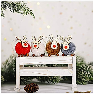 PartyYeah 24Pcs Christmas Cute Wool Felt Wooden Elk Antler Pendants Christmas Tree Decorations Cute Deer Craft Ornament for Christmas 2022 New Year Home Decor