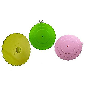 LASSUM 3Pcs Silicone Anti-dust Glass Cup Cover Coffee Mug Suction Seal Lid Cap Reusable Cup Lid