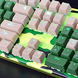 Merdia Mechanical Gaming Keyboard Wired Backlit OUTEM Black Switch Keyboard Full Size 104 Keys US Layout-Camouflage