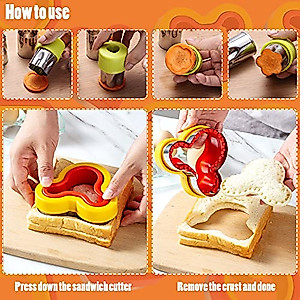 Sandwich Cutter and Sealer 12 Pcs - Fruit Vegetable Cutter Shapes - Bread Decruster Sandwich Pancake Uncrustables Maker DIY Cookie Cutters for Kids Lunch Bento Box - Heart Square Circle Mickey Mold