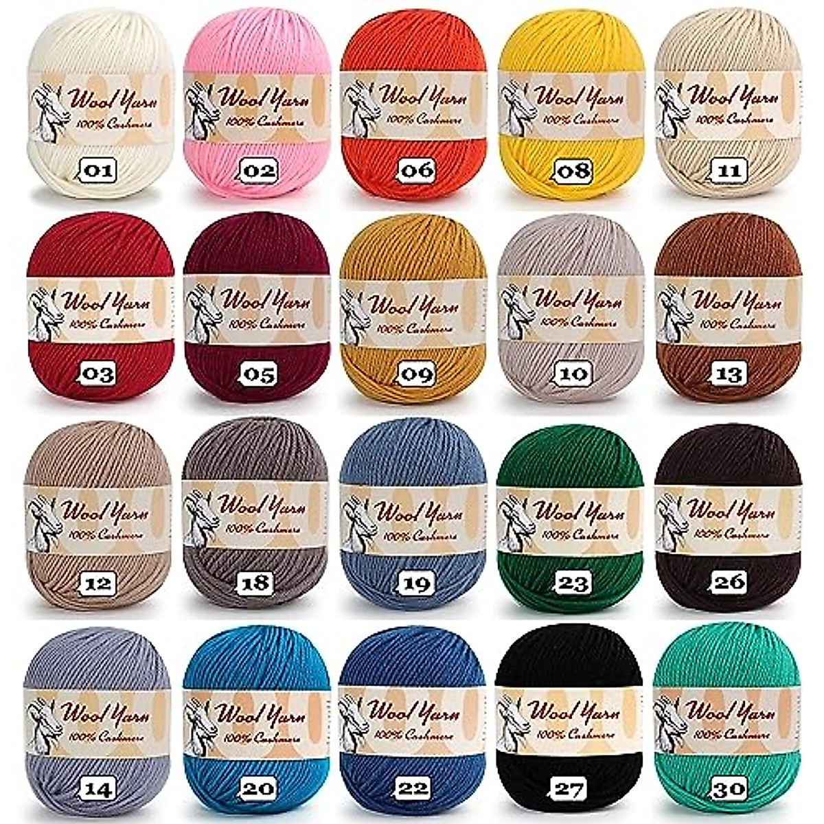 100% Cashmere Wool Yarn (Pack of 10) by Yonkey Monkey 500gr Imported Knitting Crochet (Light Gray 14)