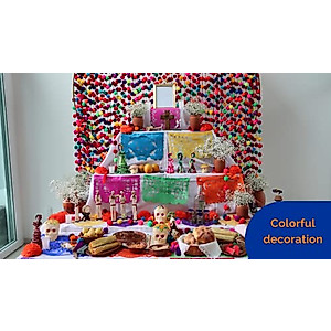 Papel Picado Party Banner - Fiesta Party Decorations - 5 Pk 82 Ft Total - Tissue Paper Fiesta Banner - Mexican Theme Party Decorations - Cinco de Mayo - Dia de los Muertos - Mexican Party Supplies