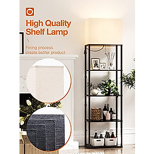 addlon Floor lamp with Shelves Pro Max, 5-Tier Modern Floor lamp with 3 Color Temperatures LED Bulb, Display Shelf lamp for Living Room, Bedroom and Office - Black…