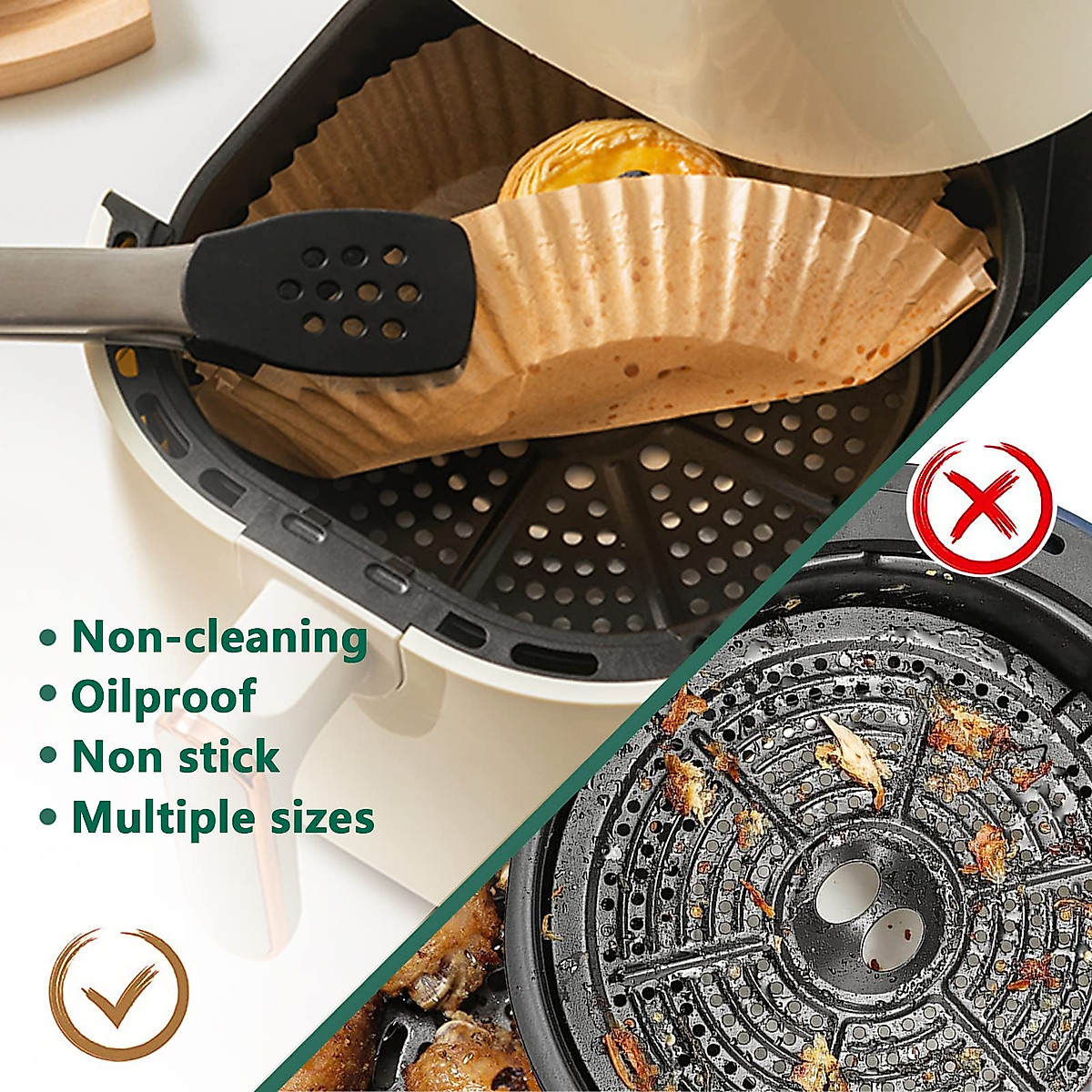 Air Fryer Disposable Paper Liner Square, 7.9 Inch Air Fryer Paper Liner 100PCS, Air Fryer Parchment Paper Liners Non-stick, Oil-proof, Water-proof for Baking Roasting Microwave …