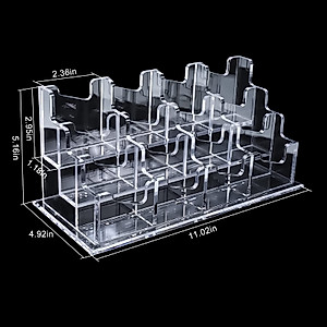 Patioer Clear Acrylic Business Card Holder for Desk 11 x 4.9 x 5.1 inches, 3 Tier 12 Pockets Multiple Card Stand Business Card Holder Display Office
