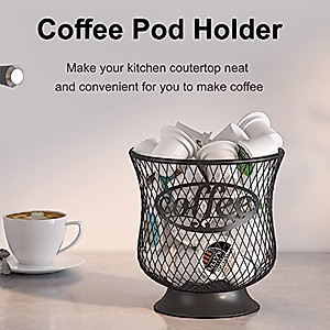 ITHSKUILL Coffee Pod Holder, Sturdy K Cup Organizer, Large Capacity K Cup Storage for Keuring Espresso Capsule Coffee Creamer, Easy to Refill and Organize for Cafe Bar, Coffee Bar Decor
