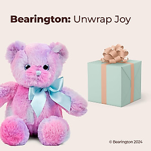 Bearington Rainbow Teddy Bear: Lil Gem Bear, Handsewn 12” Plush Animal in Rainbow Pink, Blue and Purple, Made with Ultra-Soft Fur and Premium Fill, Machine Washable, Great Gift for Kids of All Ages