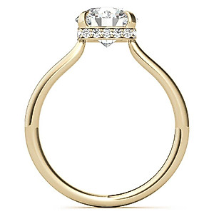 10K Solid Yellow Gold Handmade Engagement Ring 1.50 CT Round Cut Moissanite Diamond Solitaire Wedding/Bridal Rings Set for Women/Her, Awesome Rings Gift for Wife