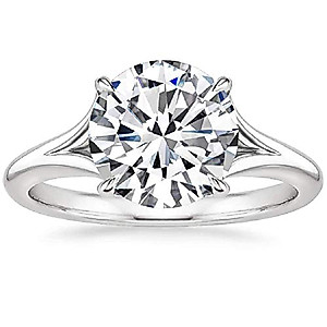 Diamondrigo Reverie Round Cut Moissanite Ring for Engagement, Wedding, Anniversary, Promise, Gift, Birthday, Gratitude (Solitaire, Divided Shank, 2.50CT, VVS1, Near Colorless) (8.5)