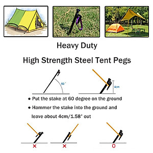 8 Pack Tent Stakes Heavy Duty 12 inch Steel Tent Pegs for Camping Unbreakable and Inflexible