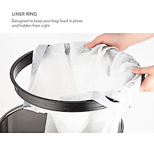 NINESTARS DZT-40-8 Automatic Touchless Infrared Motion Sensor Trash Can, 11 Gal 40L, Stainless Steel Base (Round, Black Lid)