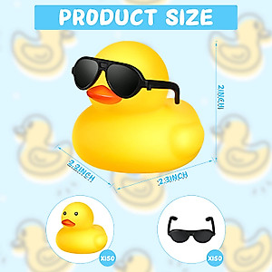 150 Pcs Yellow Mini Rubber Ducks in Bulk with 150 Pcs Sunglasses Christmas Duck Gifts Mini Bath Ducks Small Duck Float Pool Ducks Bulk Toys for Baby Shower Birthday Party Christmas Stocking Stuffers