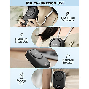 LtYioe Mini Fan Mini Handheld Fan Portable Fans USB Rechargeable, Personal Desk Fan Multifunctional with Strong Airflow, LED Smart Display and 3 Speed Adjustable for Outdoor Beach Home(Dark Black)