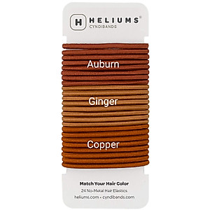 Cyndibands Hair Ties for Red Hair- 4mm Elastic Ponytail Holders - Match Your Hair Color Bands - 24 Count (Redheads - Auburn, Ginger, Copper)