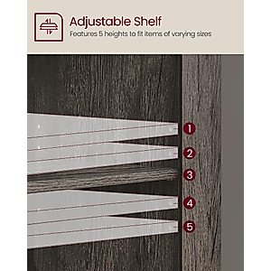 VASAGLE Coffee Bar Cabinet, Kitchen Storage Cabinet with Drawer, Farmhouse Cabinet Sideboard with Adjustable Shelf for Kitchen, Stone Gray UBBK341B02