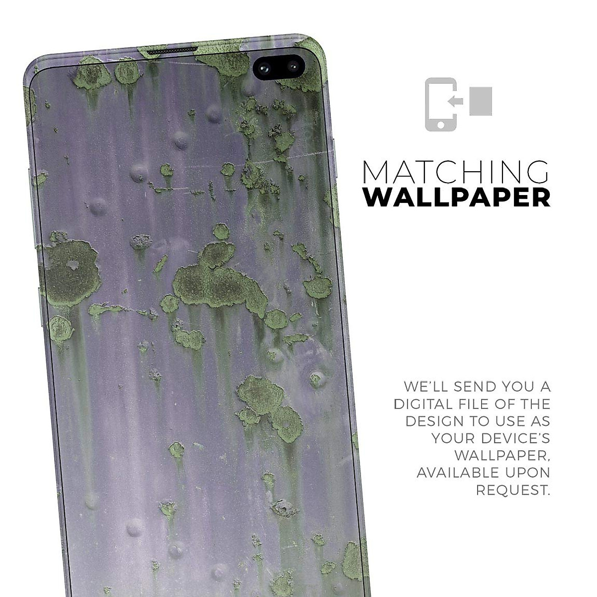 DesignSkinz Subtle Purple Metal with Light Green Rust Protective Vinyl Decal Wrap Skin Cover Compatible with The Samsung Galaxy S20 (Screen Trim & Back Glass Skin)