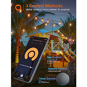 addlon 96FT Smart Outdoor String Lights with Remote, Dimmable Patio Lights with 30 LED Edison Waterproof Bulbs, String Lights for Outside Works with APP, Music Sync Outdoor Lights for Gazebo Backyard