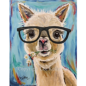 Alpaca Art Print - Alpaca Decor - Alpaca with Glasses Art - Gifts for Alpaca Lovers - Cute Alpaca Print - Alpaca Gifts - Alpaca Wall Art - Llama Art Alpaca Art from Lee Keller, Hippie Hound Studios