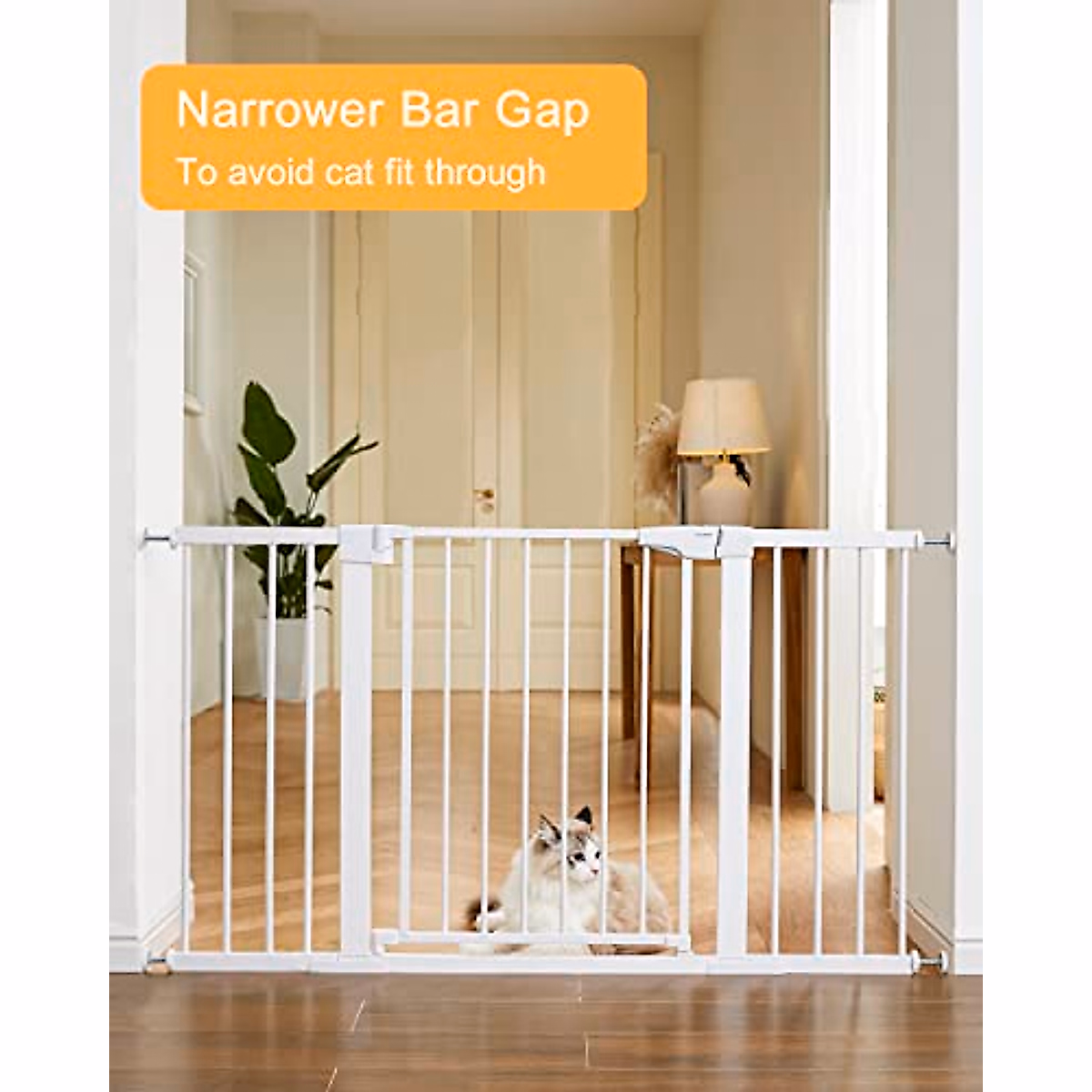 Mumeasy Baby Gate Extra Wide, 29.5"- 51.5" Pressure Mounted Dog Gate with Walk Through Door, Auto Close Pet Gate for Stairs,Doorways,House