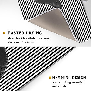 Black Cat Dish Drying Mat Classic Striped Dishes Pad Hanging Drainer Rack Mats Absorbent Fast Dry Kitchen Accessories 18 x 24 inch