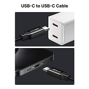 JSAUX 100W USB C to USB C Cable [2-Pack 6.6FT], Type C Fast Charging Cable Compatible with iPhone 15/15 Plus/15 Pro Max, Samsung S24/S24+/S24 Ultra/S23+/S23 Ultra, MacBook, iPad Pro Air, Pixel-Black