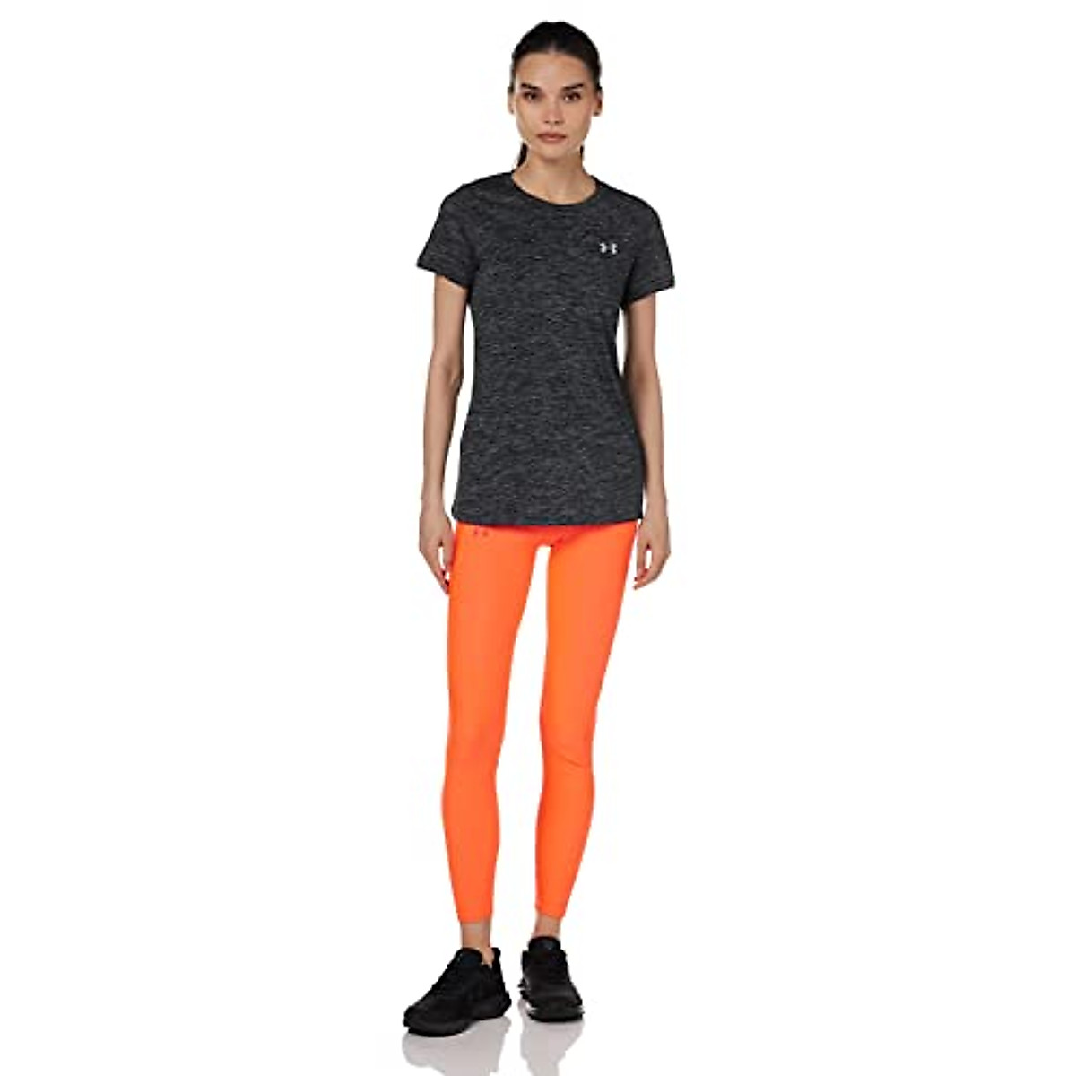 Under Armour Women's Tech Twist T-Shirt , Black (001)/Metallic Silver , Large