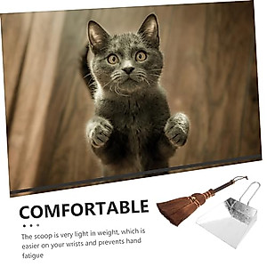 COOLHIYA 1 Set Pet Broom Dustpan Pet Cage Broom Mini Dustpan Home Accessory Desk Cleaning Broom Steel Scoop Litter Multi-Function Whisk Broom Convenient Dust Pan Small Broom Stainless Steel