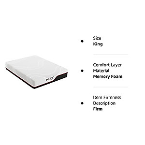 MLILY 12 Inch King Mattress, Manchester United Memory Foam Mattress in a Box Made in USA, Medium Plush, CertiPUR-US Certified