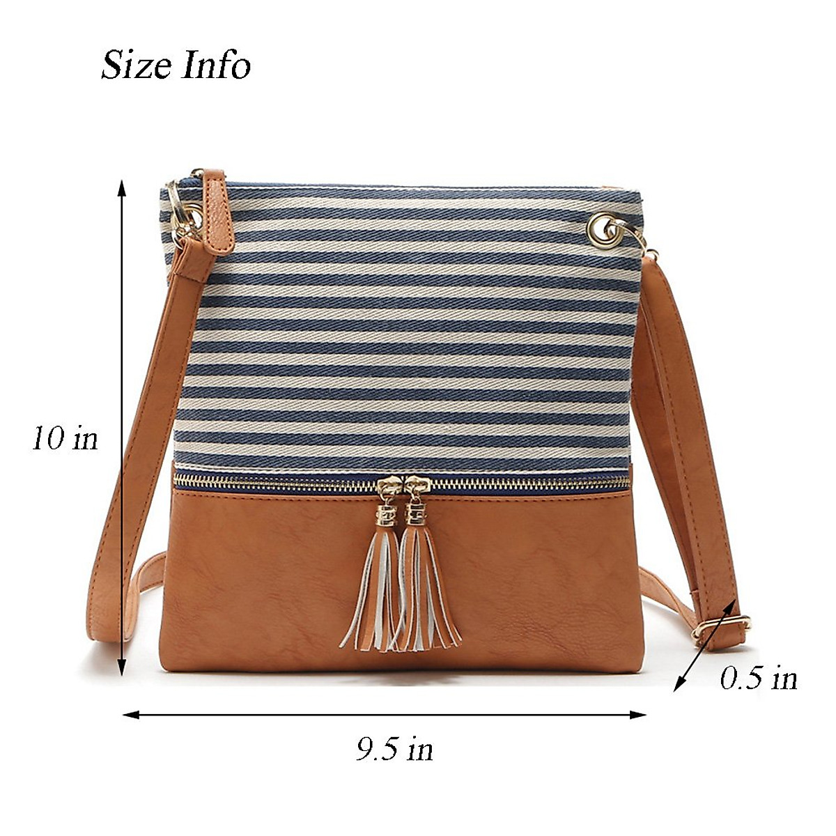 Duketea Stripe Medium Crossbody Purse, Canvas + Faux Leather, Blue, Size Medium