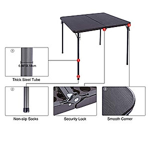 Lineslife Square Folding Card Table Portable with Collapsible Legs, 34'' Fold in Half Small Card Table for Outdoor Indoor, Lightweight Compact for Camping Dining Party, Brown