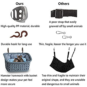 JWShang 2 Rat Hammock for Cage Chew Proof, Rat Warm Bed, Small Animal Hanging Hammock, Rat Cage Accessories for Small Animals Rat, Mouse, Guinea Pig, Chinchilla, Sugar Glider, Ferret (Large)