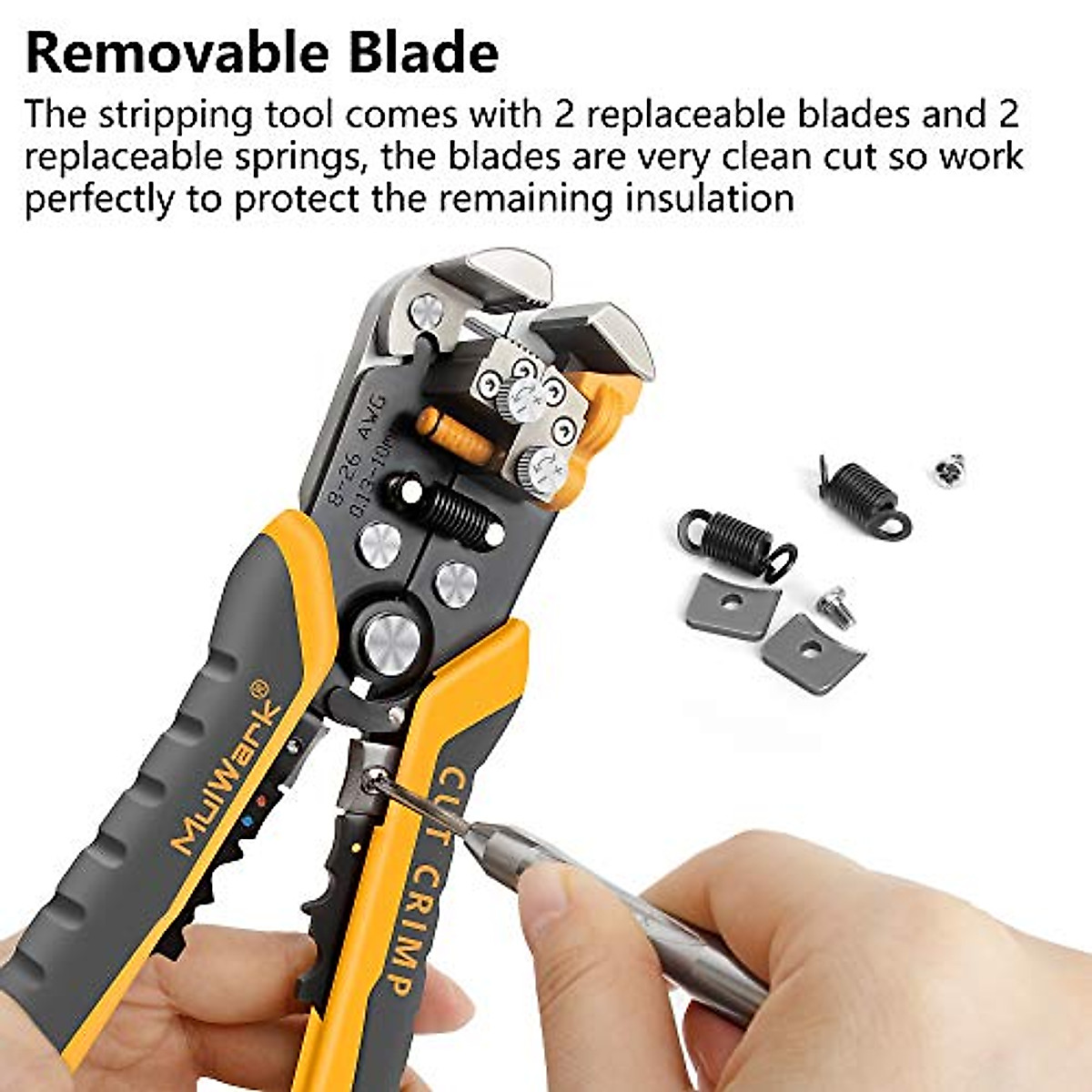 MulWark 3 in 1 Automatic Self Adjusting Wire Stripper/Cutter/Crimper, 8 Inch Multi Pliers For Electrical Wire Stripping, Cable Cutting, Crimping Tool from 8 AWG to 30 AWG