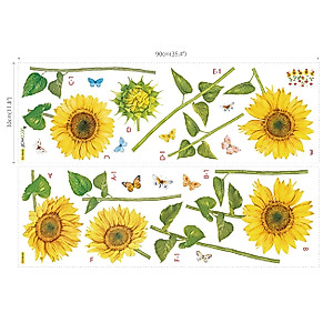 DECOWALL DS9-1905 Watercolour Sunflower Kids Wall Stickers Wall Decals Peel and Stick Removable Wall Stickers for Kids Nursery Bedroom Living Room décor