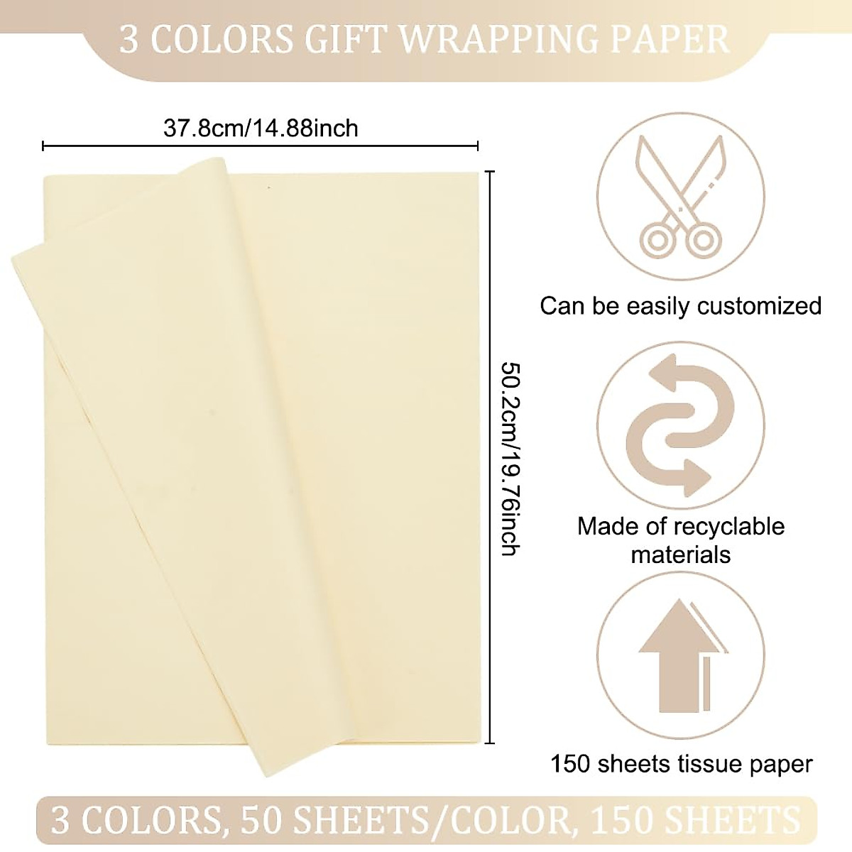 OLYCRAFT 150 Sheets Assorted Brown Tissue Paper 15.4x16.7 Inch Rectangle Tissue Paper 3 Colors Wrapping Paper Bulk Gift Wrap Tissue Paper Art Paper Crafts for Weddings DIY Project Gift Wrapping Crafts