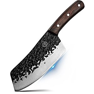 ZENG JIA DAO Bolster Boning Knife Fillet Knife with Sheath 7 inch Forged HC Steel Blade for Beaf and Turkey Deboning Filleting, and Trimming with Gift Box Meat Cleaver For Kitchen Outdoor BBQ Camping