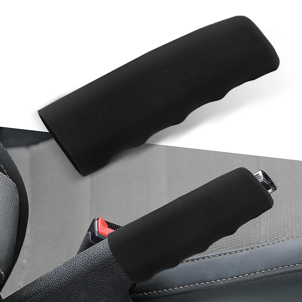 UGSHY Pack-1 Car Handbrake Cover, Wave Shaped Handbrake Protector, Silicone Decorative Cover, for Car Brake Levers (Black)